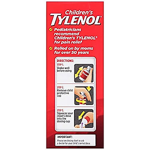 Tylenol Children's Pain Reliever/fever Reducer Oral Suspension Liquid, Cherry Flavor 4 Oz (Pack of 2)