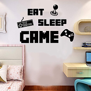 Game Wall Decals Gaming Controller Joystick Video Wall Stickers for Teen Boys Room Kids Bedroom Playroom Home Decoration (Black)