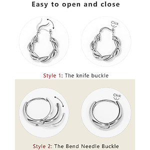 Adoyi Silver Hoop Earrings Set for Women Small Gold Hoops Twisted Huggie Hoop Earrings 14K Plated for Women Gift Lightweight 6 Pairs Ball Earrings