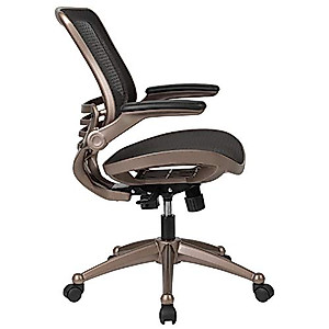 Flash Furniture Warfield Mid-Back Transparent Black Mesh Executive Swivel Office Chair with Melrose Gold Frame and Flip-Up Arms