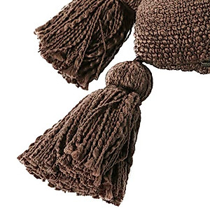 Creative Co-Op Cotton Slub Lumbar Tassels, Iron Color Pillow