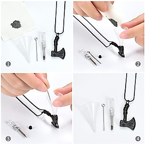 Thor Axe Cremation Jewelry for Ashes for Women Men Viking Jewelry Memorial Pendant Urn Necklace for Loved One Ashes Holder (Black)