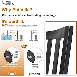 PHI VILLA Wrought Iron Patio Outdoor Dining Chairs, Portable Black Outdoor Patio Chairs Set of 4, Stackable Indoor Outdoor Bistro Deck Metal Chairs for Garden Backyard Lawn, Support 300 lbs