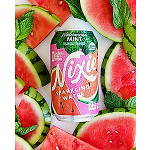 Nixie Sparkling Water, Watermelon Mint | 12 fl oz cans, 24 pack | Organic, Non-GMO, 0 Calories, 0 Sugar, 0 Sodium
