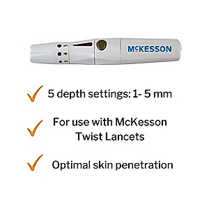 McKesson Lancing Device, Adjustable Depth Lancet, Push Button Activation, Multiple Depth Settings, 1 Count, 1 Pack