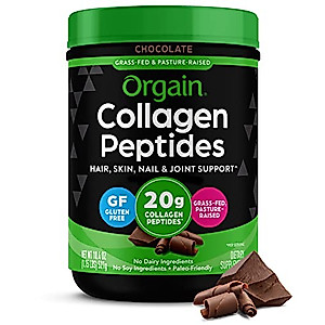 Orgain Hydrolyzed Collagen Peptides Powder, 20g of Chocolate Grass Fed Collagen - Hair, Skin, Nail, & Joint Support Supplement, Paleo & Keto, Gluten Free, Dairy Free, Non-GMO, Type I and III, 1lb