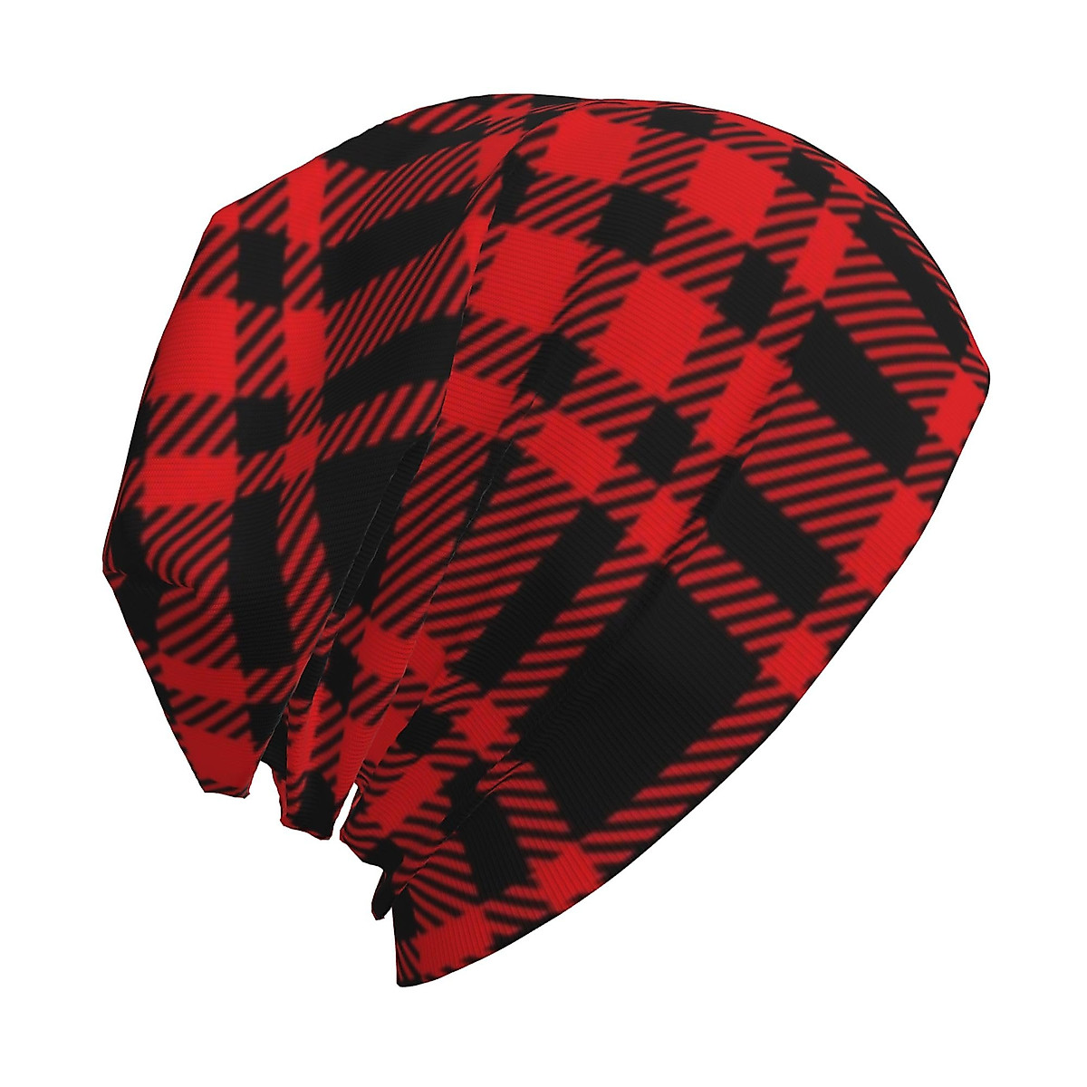 Beanie Hat for Men Women, Soft Cool Winter Warm Thermal Trendy for Tartan Plaid Red Cap for Cold Weather Hiking Running Skiing Outdoor Indoor Sports