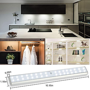Litake Under Cabinet Lighting Rechargeable,32 LED Wireless Closet Lights with Remote,Dimmable LED Light Bar with Magnetic Strip for Kitchen Cabinets,3 Packs