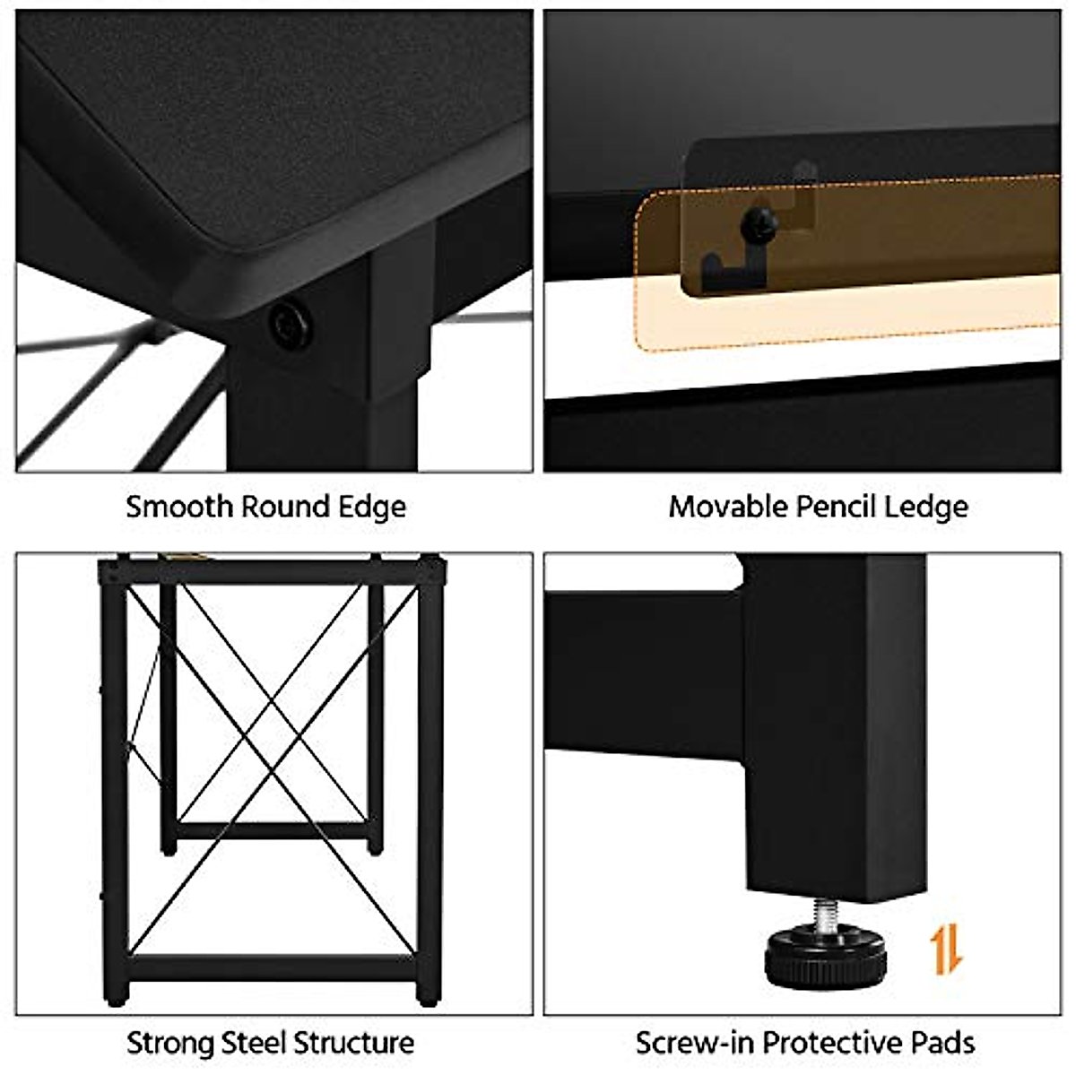Yaheetech 47"x 24" Drafting Table Drawing/Crafting Table/Desk Art Desk for Artists Tilting Tabletop Basic Drawing Painting Writing Station Studying Desk with Adjustable Tabletop & Pencil Ledge Black