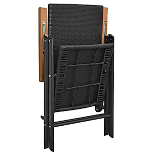 YUHI-HQYD 5 Piece Patio Dining Set,Patio Decor,Friends Gathering Set,Chair's Backrest Reclines in 7 Positions,Assembly Required,Used for Patio, Garden, Lawn,Poolside, Camping, Black and Brown