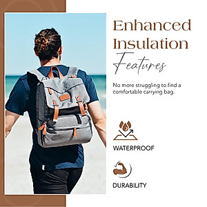 Citi Collective Nomad Grey Diaper Bag Backpack -Premium Vegan Leather- Compact Spacious Design With Insulated Pockets and Stroller Clips