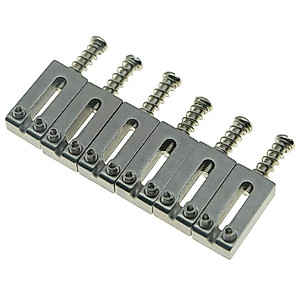 Dopro Pack of 6 Stainless Steel Guitar Saddles Bridge Saddle 10.5mm with Nickel Screws for Strat Tele 6 String Guitar