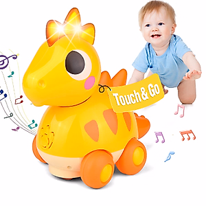 Baby Musical Toys 12 to 18 Months Touch & Go, Dinosaur Learning Crawling Toys for Infant 6-12 Months, Cute Little Toys for 6 7 8 9 10 12 M+ Boy & Girl, Toddler Educational Gifts Toys Age 1 2 Year Old