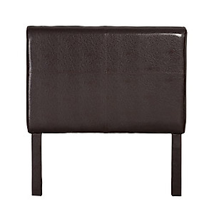 Homepop Home Decor | Upholstered Twin Headboard | Youth Faux Leather Headboard for Twin Bed, Brown