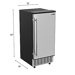 KoolMore Stainless-Steel Built-in Ice Maker Machine with Large 25 lb. Cube Storage Basket, Full Cube Production, Fast Ice Making Time, Free-Standing/Under-Counter - 75lbs of Ice per Day (BIM75-BS)