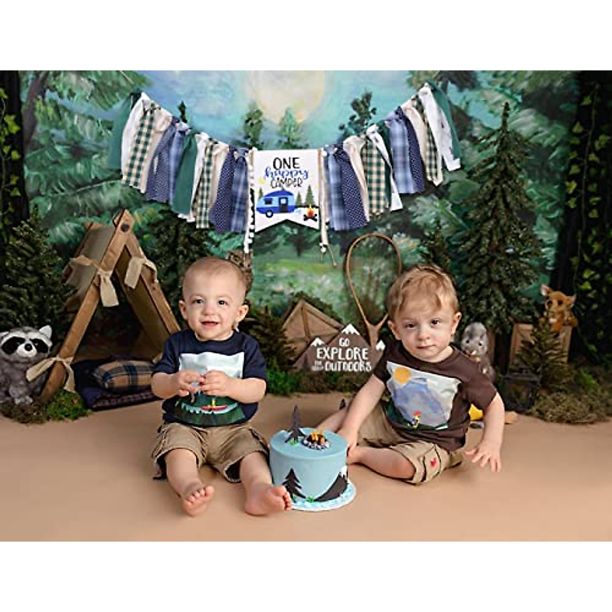 One Happy Camper Banner For Partyprops - Camping High Chair Banner, Wild One Banner, Woodland Banner, Lumberjack Banner
