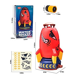 HCFJEH Outdoor Water Sprinkler for Kids and Toddlers - Backyard Red Shake Spinning Water Spray Rocket Toy for Summer Splashing Fun for 3 4 5 6 7 8 Year Old Boys Girls Gift…