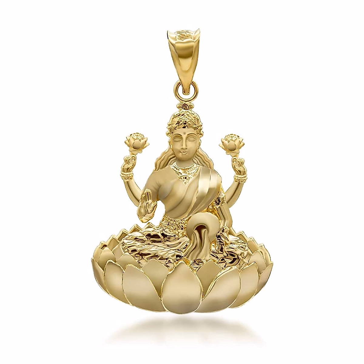 Certified 14K Yellow Gold Hindu Goddess Lakshmi (Luxmi) Pendant