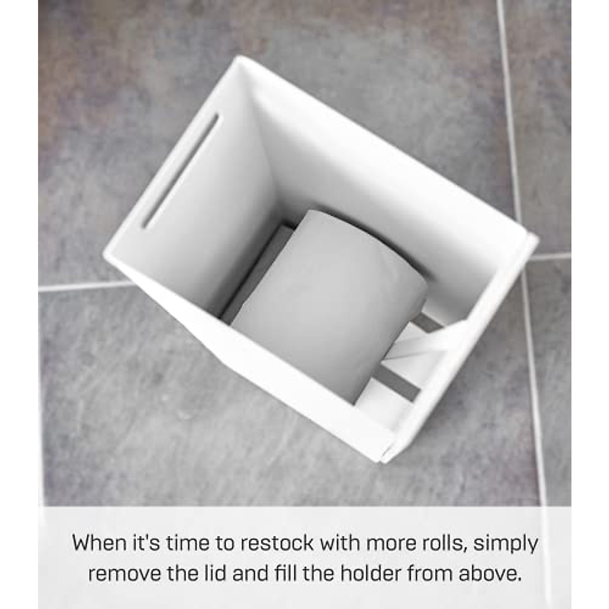 YAMAZAKI Home Dispenser-Bathroom Storage Holder Stand | Steel + Wood | Tall | Toilet Paper Stocker, Ash