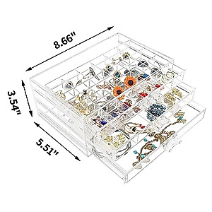 Ptaedex Jewelry Organizer Box, Acrylic Jewelry Holder Clear Jewelry Storage with 3 Drawers for Women Girls Men