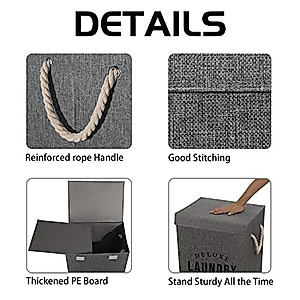 U Trip Laundry Basket with Lid, 85L Large Deluxe Laundry Baskets - Collapsible Foldable Laundry Hamper Big Storage Basket Bin for Clothes Washing Bedroom Organizer Toy Collection (Dark Grey)