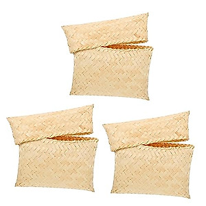 Hemoton Bamboo Food Basket 3pcs Bamboo Pillow Gift Box Home Storage Baskets Hand Decor Thai Sticky Rice Bread Serving Basket Woven Serving Basket Woven Storage Basket Sundries Container