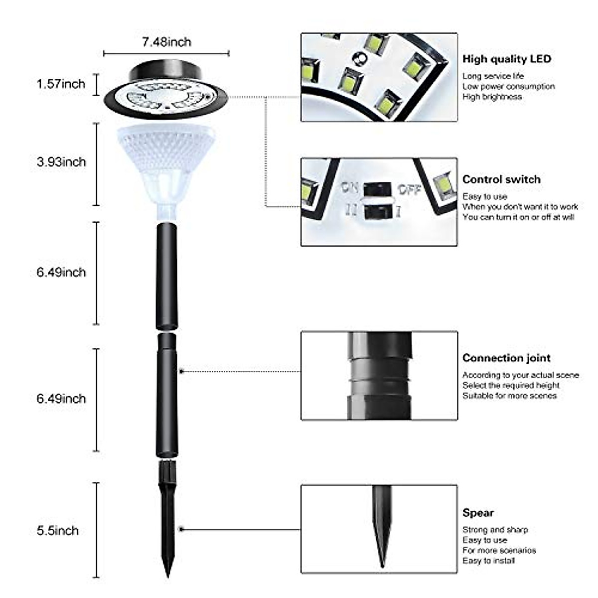 Solar Pathway Lights Outdoor,High Lumens Landscape Path Lights,IP65 Waterproof Auto On/Off White Solar Driveway Light,Long Lasting LED Solar Walkway Back Yard Lights for Garden Lawn Patio Walkway-2PCK