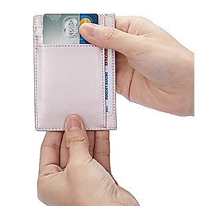 Slim RFID Blocking Credit Card Holder Minimalist Leather Front Pocket Small Wallet for Women Men