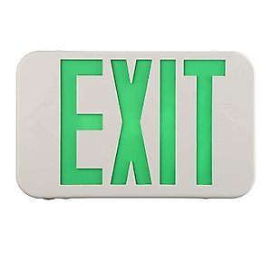 EXITLUX LED EXIT Light,Commercial Emergency Lighting Fixtures,Combo Exit Sign with Backup Battery,UL Listed,Rounded Square,Universal Mounting,for Corridor Hallway,Double Face Green Letters