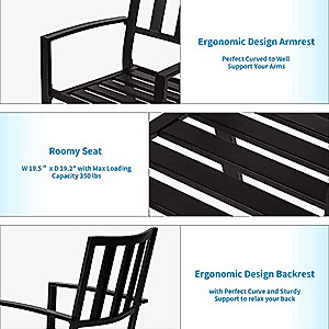 FREESky 5-Piece Patio Dining Set, Outdoor Furniture Set: Square Wood-Like Garden Table with Umbrella Holes & 4 Stackable Backyard Chairs
