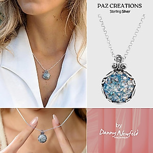Paz Creations Women's 925 Sterling Silver Roman Glass Patina Pendant - Artisan Handcrafted Natural Organic Necklace, Handmade Jewelry Gift For Her