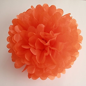 Life Glow 12Pcs Pom Poms of 10" 12" 14" Tissue Paper Craft Pom Poms Kit Tissue Paper Flowers Wedding Decorations for Wedding, Birthday, Baby Shower, Nursery Decor-Orange