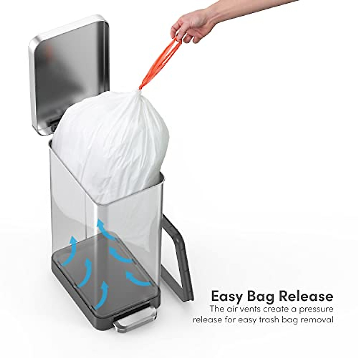 QUALIAZERO 50L/13Gal Heavy Duty Hands-Free Stainless Steel Commercial/Kitchen Step Trash Can, Fingerprint-Resistant Soft Close Lid Trashcan, Slim Shape (50L Slim) (QAMZZ10044)