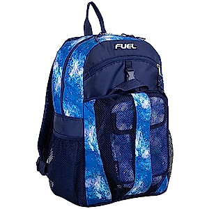 FUEL Backpack with Lunch Box Combo – 18” Two Compartment Water Resistant Durable Adjustable Straps with Side Water Bottle Pockets 2 in 1 Set - Light Blue Galaxy
