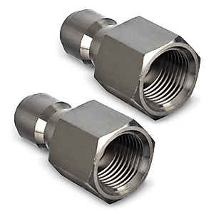 Pressure Washer Quick Connect Fittings by ESSENTIAL WASHER, Stainless Steel 3/8 Inch Female NPT Pressure Washer Plug - Set of 2, Works with Most Stainless Steel or Brass Pressure Washer Couplers