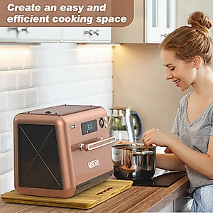 Kssiaz Bamboo Appliance Slider, 360° Rotation Sliding Tray for Coffee Maker, Slider for Counter Heavy Kitchen Appliances, Appliance Rolling Tray with Wheels, Slides Easily from Countertop, 12" x 16"