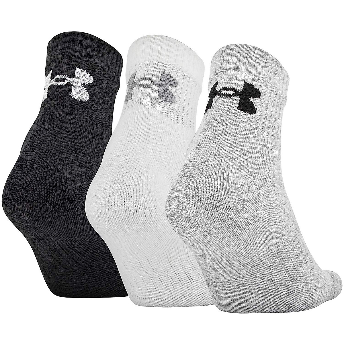 Under Armour Adult Training Cotton Quarter Socks, Multipairs , True Gray Heather Assorted 2 (3-Pairs) , Medium