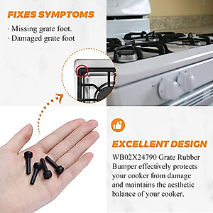 WB03X24818 Gas Stove Knobs Replacement 5Pack 100% Stainless Steel Gas Range Oven Stove Knob-24Pack WB02X24790 Grate Rubber Feet-Fit for GE Gas Stove Top Range Grate Foot Rubber Pads