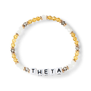 Sorority Shop Kappa Alpha Theta Bracelet — Glass Bead Bracelet with KAT Name Beads and 18K Gold Accent Beads, Greek Sorority Jewelry for Big Little Sorority Gifts