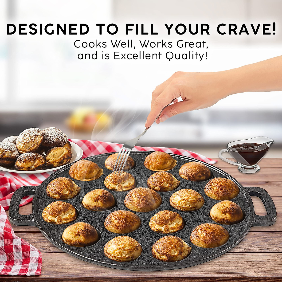 Upstreet Cast Iron Aebleskiver Pan/Ebelskiver Pan/Ideal for poffertjes pan (19 Hole)