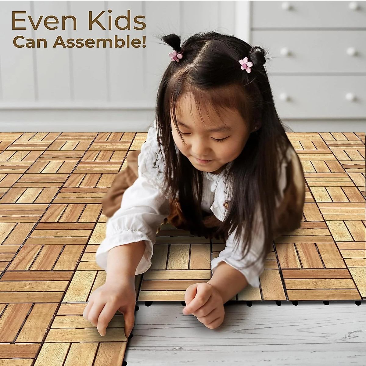 12 Slats Style, Pack of 9 Pieces, Premium Wood(Not Softwood Fir/Pine) Interlocking Deck Tiles, Patio Pavers Floor, Flooring, Decor, D.I.Y, Decking, Wholesales, 8.72 Square Feet, Brown(Sale Off 3 Days)