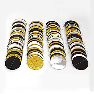 Decor365 Gold Back Circle Dots Garland Streamers Party Decorations Glitter Black Hanging Streamer Banner Backdrop Decoration for Birthday/Wedding/New Year/Gruaduation