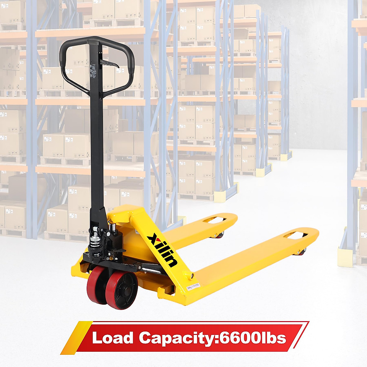 Xilin Pallet Truck, Manual Pallet Jack Truck 6600lbs Capacity Pallet Truck 27" Wx48 L Forks Standard Pallet Jack Truck