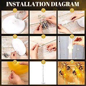 Sosation 2 Set Floor Crown Balloon Stand Kit Includes LED String Lights 42 Balloons 44 Balloon Sticks 26 Balloon Cups Gold Balloon Column Backdrop Decoration for Birthday Graduation Baby Shower Party