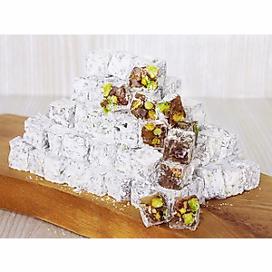 Cerez Pazari Turkish Delight Pistachio Candy Gourmet Premium Vegan Sweets Medium Gift Box 420g | Sweet Luxury Traditional Confectionery Soft Candy Dessert Glucose Free Lokum (Loukoumi) | Apprx.42 Pcs