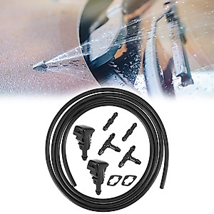 X AUTOHAUX 7pcs Front Windshield Washer Nozzles Kit for Dodge for Ram for Chrysler 2 Meters Windshield Washer Hose with Connectors Replaces 5113049AA