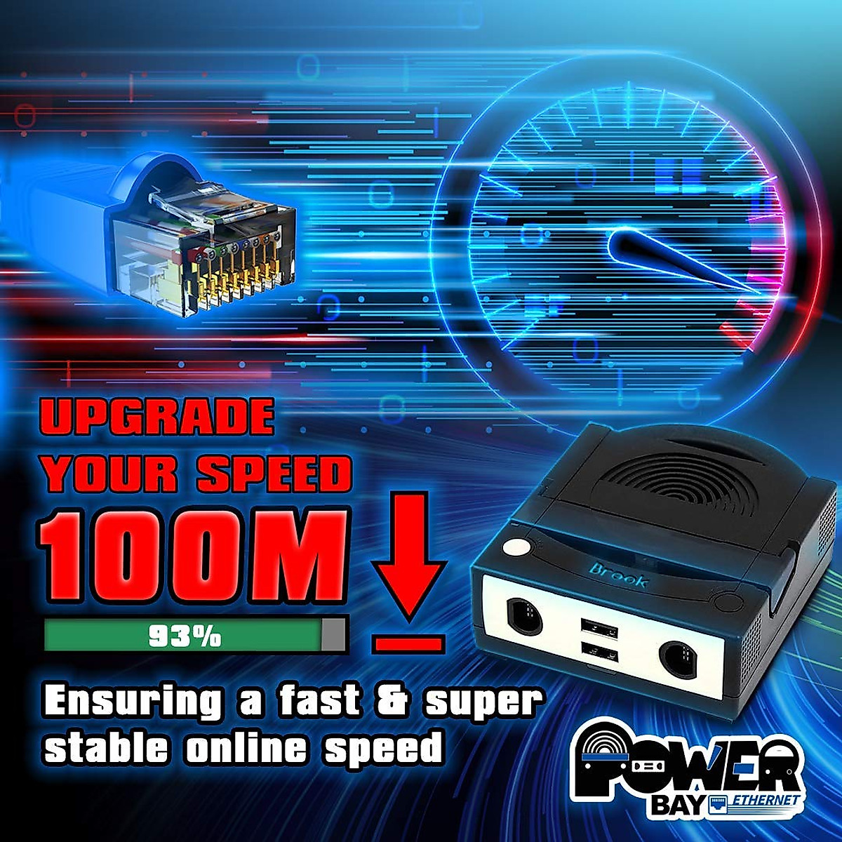 Brook Power Bay Ethernet - Portable, Fast Charging, Dock Stand, Docking Station for Nintendo Switch, Built-in Ethernet Port and GameCube Controller inputs, Supports HDMI Output, Stable Network Connect