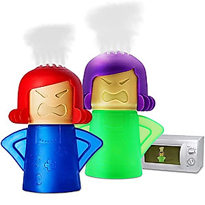 Abnaok Microwave Cleaner, 2 PCS Angry Mama Microwave Cleaner Microwave Oven Steam Cleaner Easily Clean in Minutes Cleans Add Vinegar and Water for Home or Office with English Manual (Green+Blue)