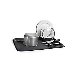 Umbra UDRY, 24 x 18 inches Rack and Microfiber Dish Drying Mat-Space-Saving Lightweight Design Folds Up for Easy Storage, Black