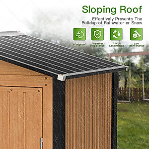 Florise Outdoor Storage Shed, 5x3 Ft Metal Steel Tiny House with Frame Floor & Lockable Door, Vertical Outside Storage Building for Garden, Backyard, Lawn, Patio Utility, Tool Storage